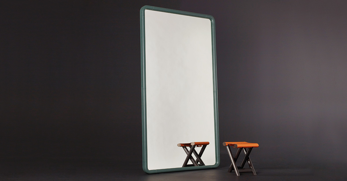 Ey-de-Net: Mirror with Leather or Wood Frame | Promemoria